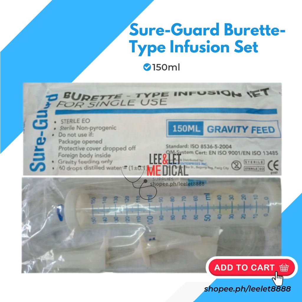SURE-GUARD BURETTE-TYPE INFUSIOM SET SOLUSET 150ML | Shopee Philippines