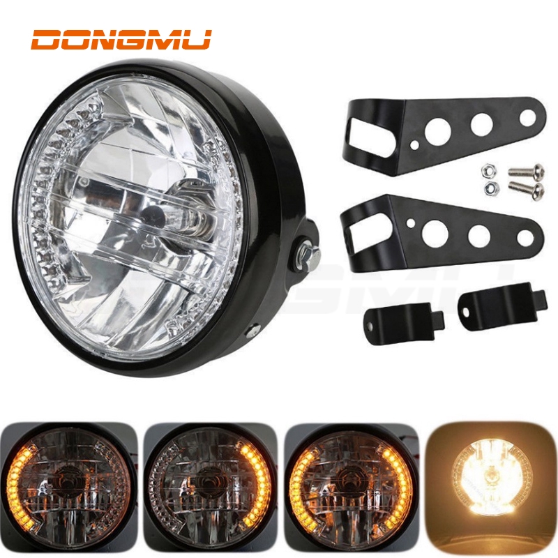 Universal 7" Motorcycle Headlight Lamp Amber LED Turn Signal Indicator ...