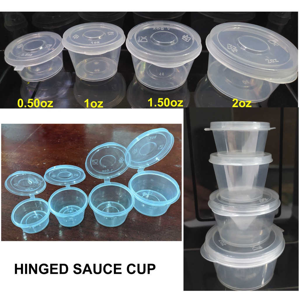 100pcs/pack Plastic Sauce Cup Hinged Type Lid | Shopee Philippines