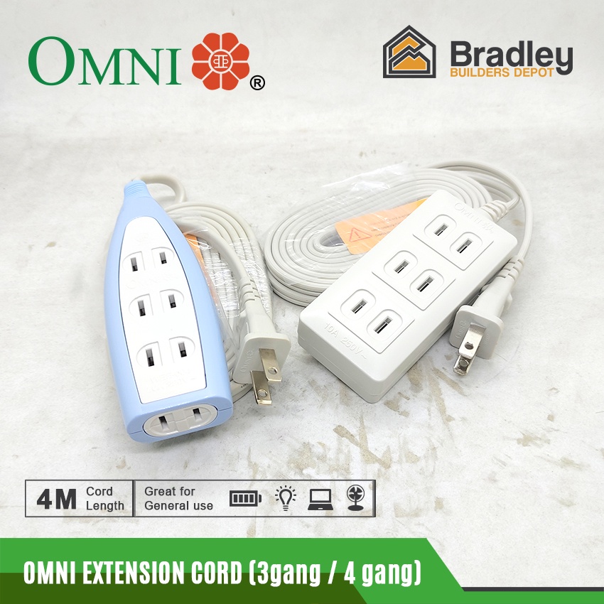Omni 3 Gang or 4 gang Extension Cord Set(4 Meters) | Shopee Philippines