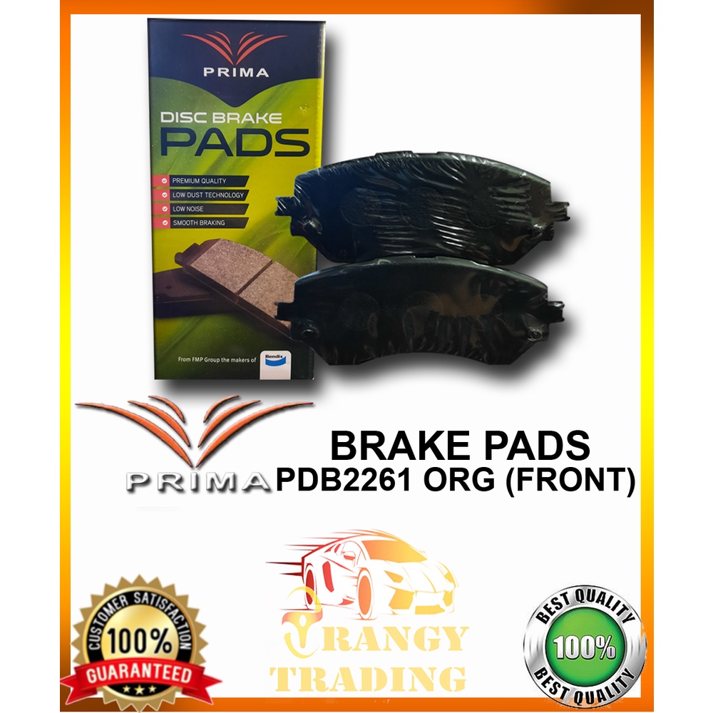 BRAKE PADS PRIMA PDB2261 ORG (FRONT) For VIOS J/E, YARIS (2013-2021 ...