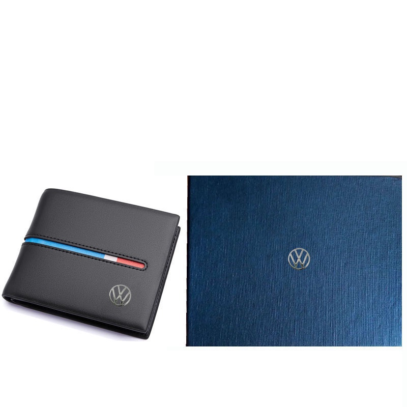 Men Casual Leather Short Wallet Wallets purse with silver VW logo for ...