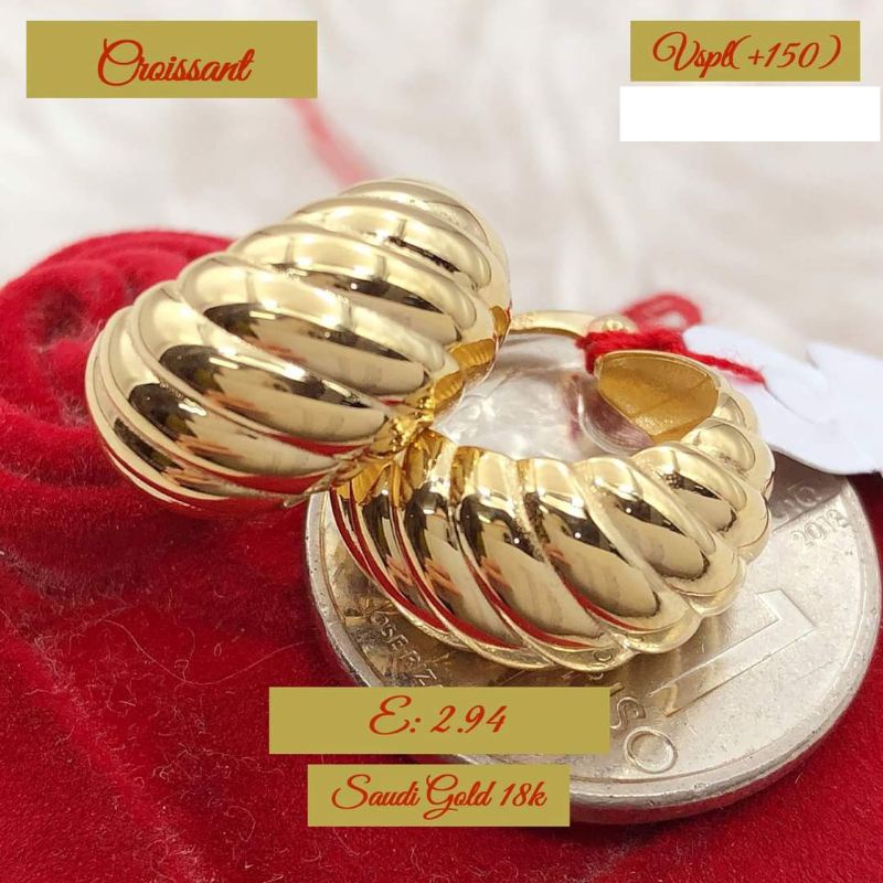 18K Saudi Gold Croissant Earrings Pawnable | Shopee Philippines