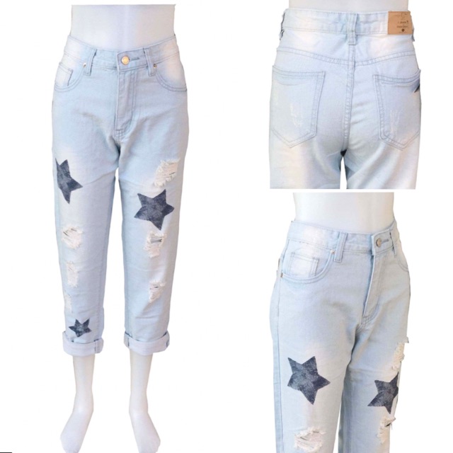Pink Elegance Boyfriend Pants Ripped Jeans | Shopee Philippines