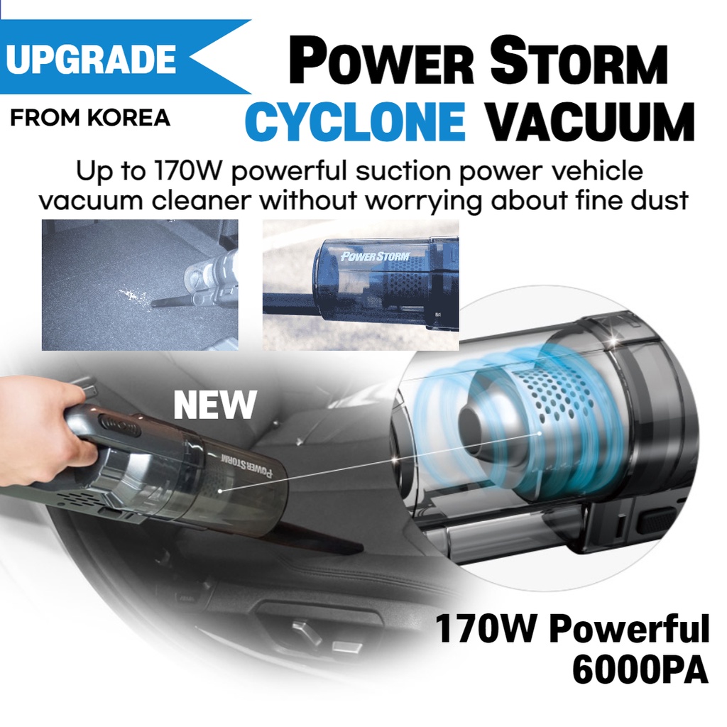6000PA/ 170W POWER STORM CYCLONE VACUUM FOR CAR FROM KOREA | Shopee ...