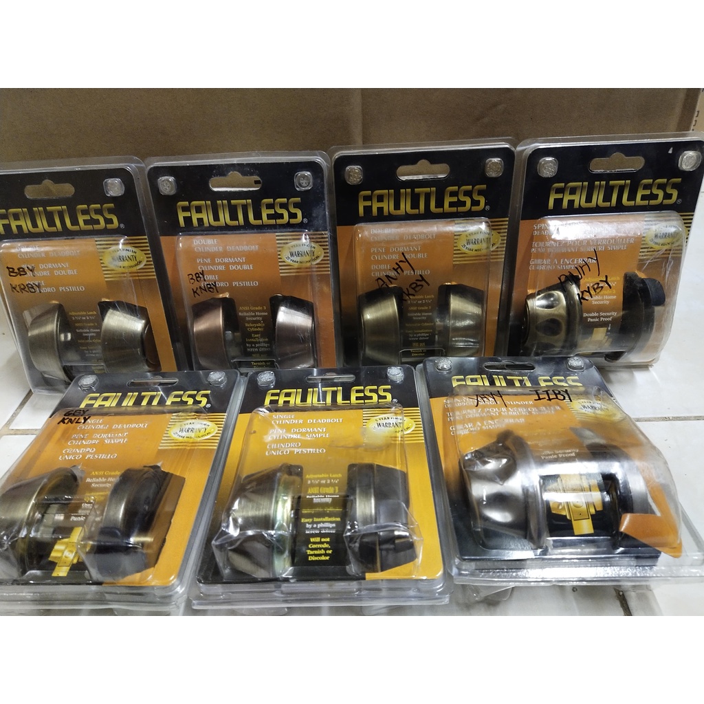 Faultless Deadbolt single or double or spin to lock deadbolt dead bolt ...
