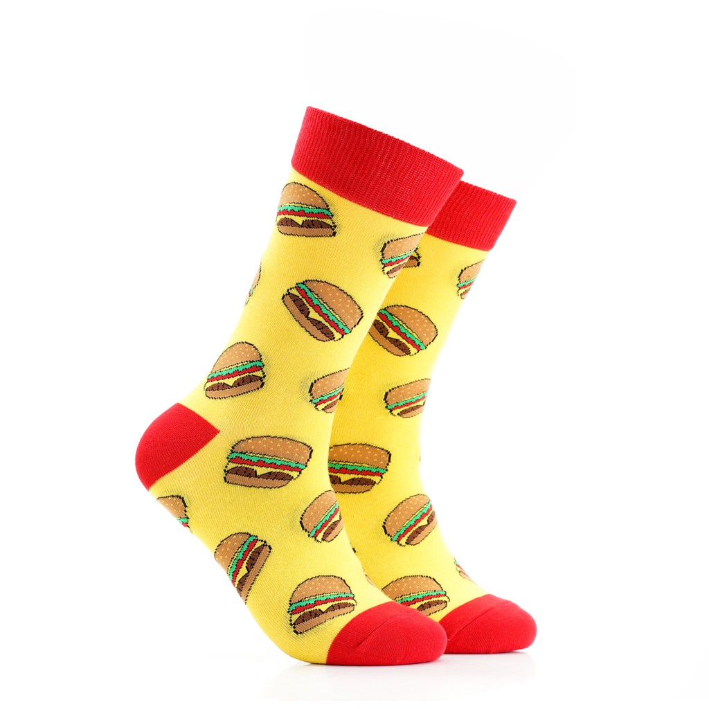 Iconic Socks Hamburger Pattern Crew Length Formal Socks | Shopee ...