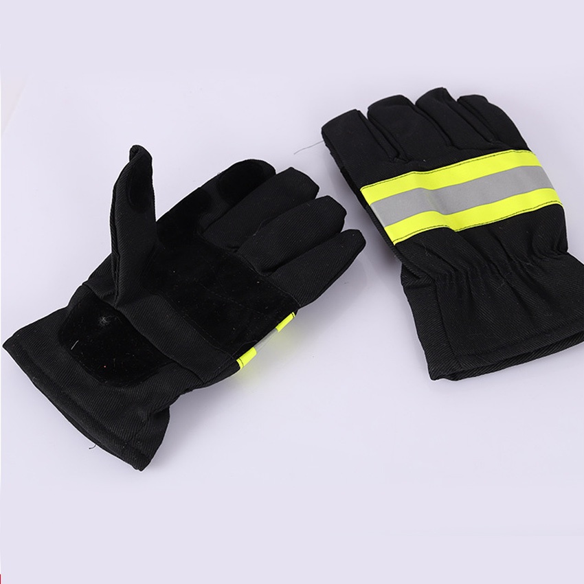 1Pair Firefighting Gloves Fireproof Safety Gloves Reflective Belt Fire ...