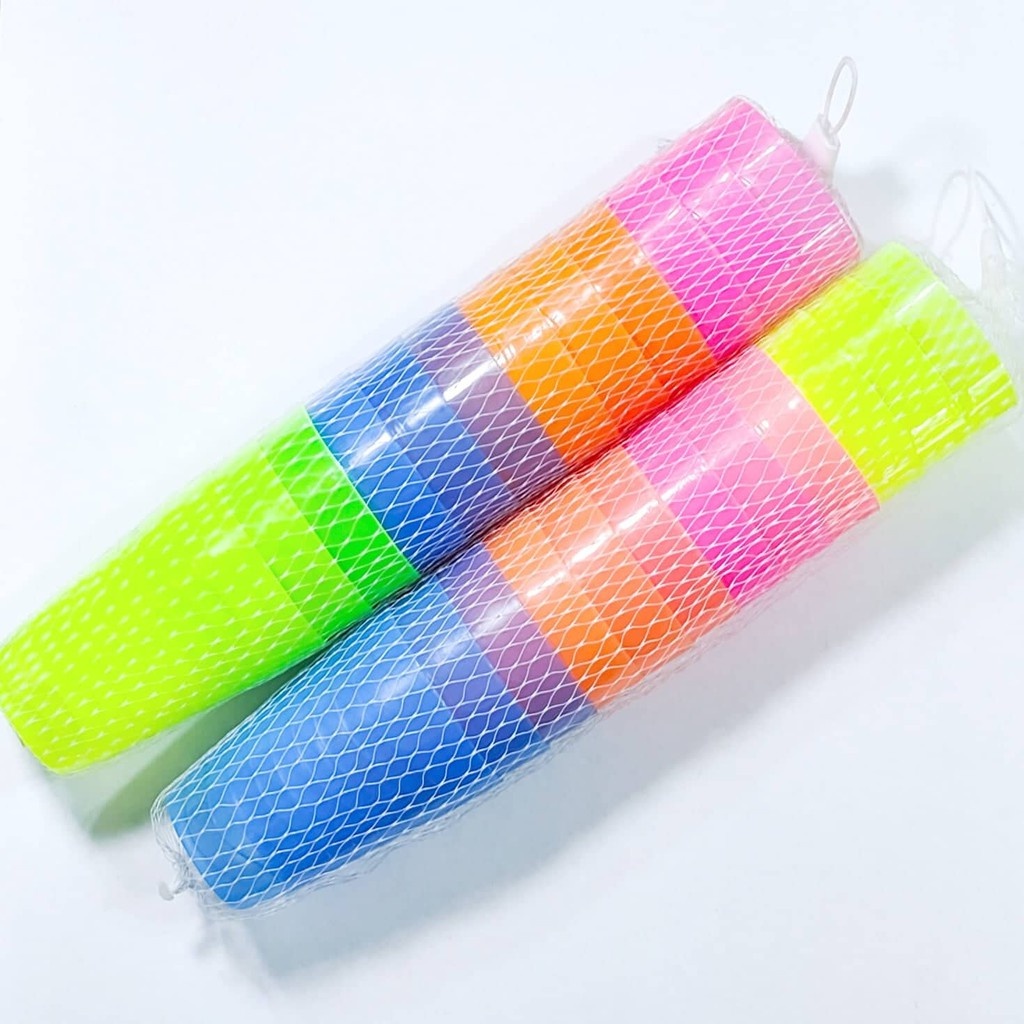 COD 12 Pcs 260ML Reusable Neon Plastic Cup Dining Cup Cute Party ...