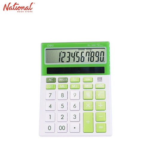Deli Desktop Calculator 1669A 12 Digits Solar Power White Cover, Green | Shopee Philippines