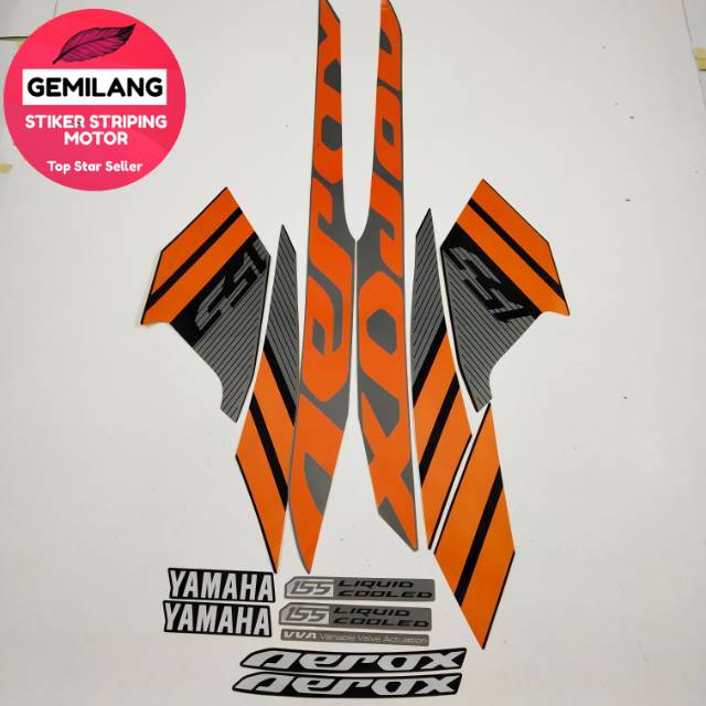 Striping Decal Polet Sticker Yamaha Aerox 155 2017 orange motorbike ...