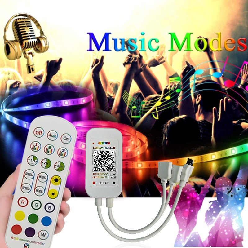DC5V-24V Bluetooth LED Music Controller Dual Outputs for Phone ...