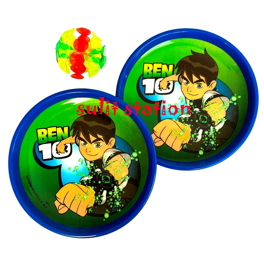BEN10 BEN 10 TEN FLYING FREE FRISBEE DISC SAUCER PLATE w SUCTION ...