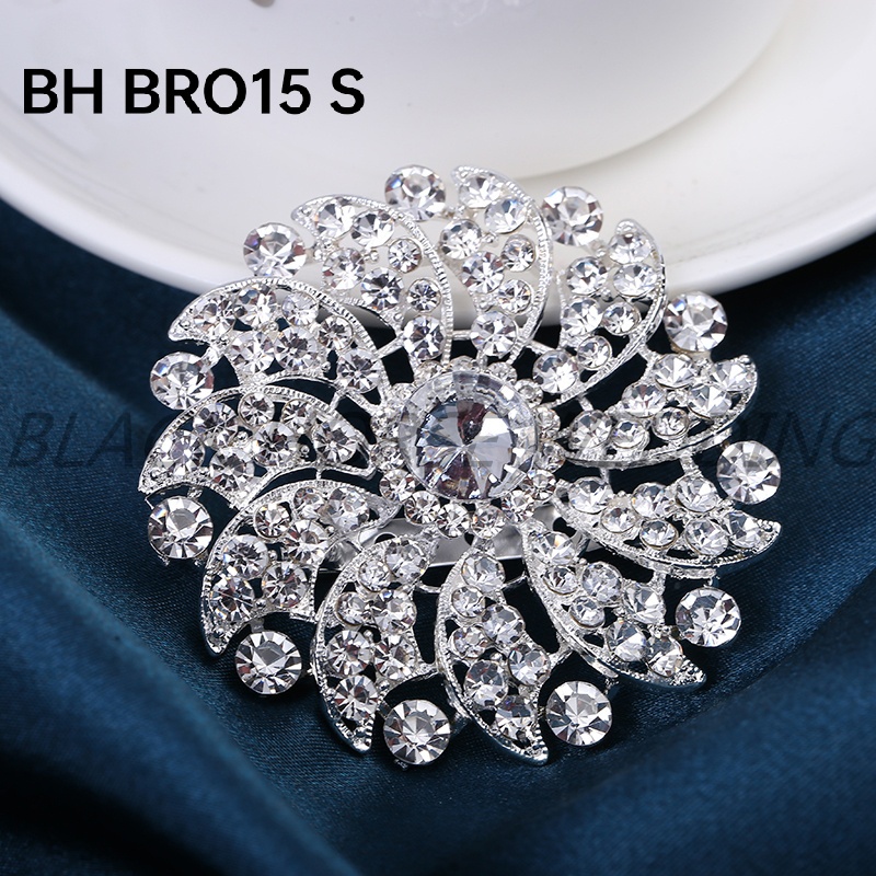 Gown Brooch Wedding Dress Pin Elegant Rhine Stones Crystals Shiny Bling ...