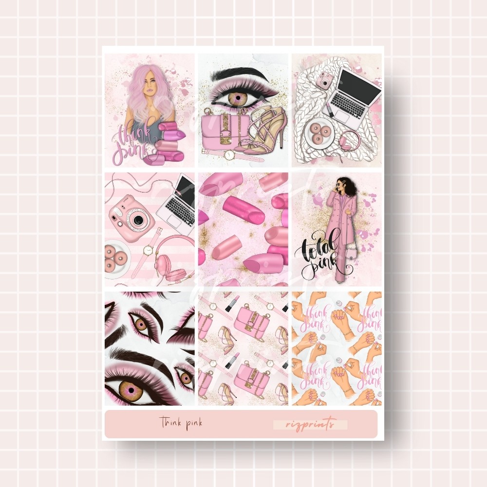 THINK PINK | Planner Stickers, Girly, Fashion, Aesthetic, Bullet ...