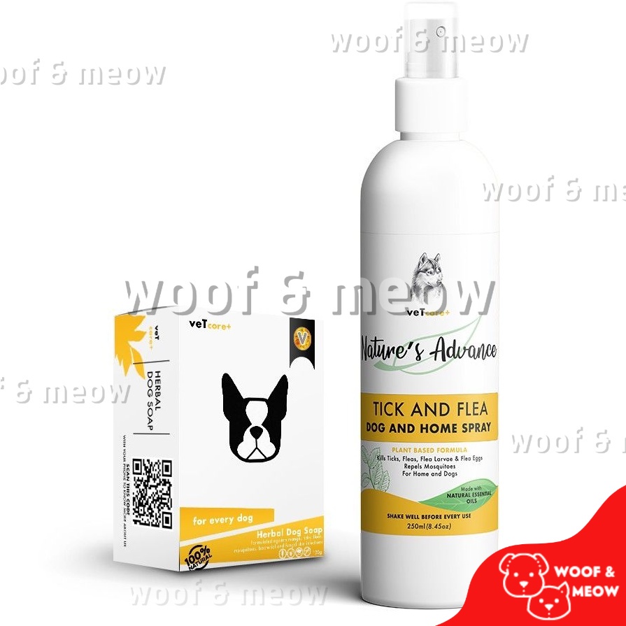 Vet Core Plus Nature's Advance Tick and Flea Spray & Dog Soap Vetcore+ ...
