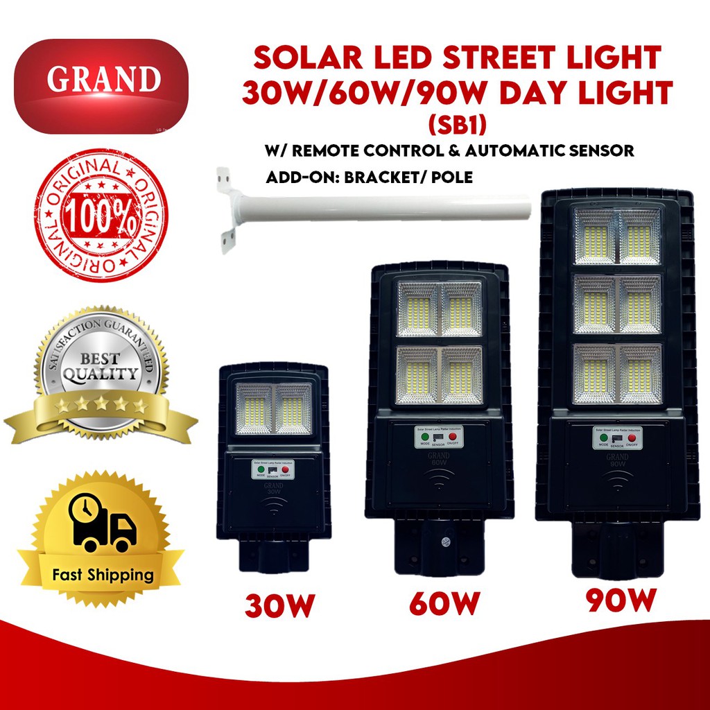 Grand Solar LED Street Light 30/60/90 Watts Sb1 Daylight | Shopee ...