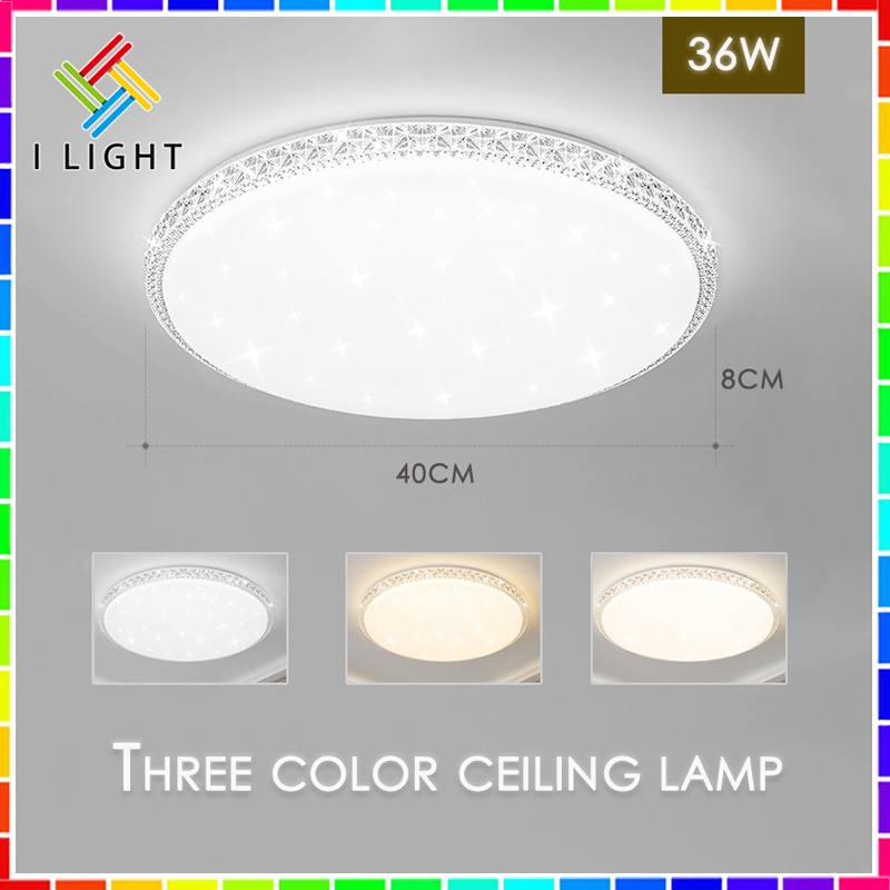 Led round modern ceiling lamp 50cm/48W Tri color high brightness ...