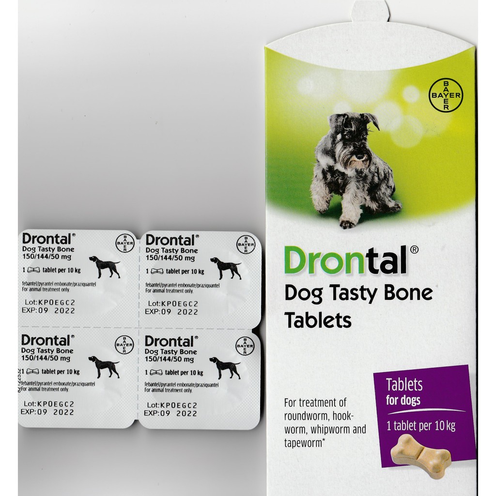 Bayer Drontal Plus Flavour Dog Deworm Tablets 1 Box - 4 Tablets ...