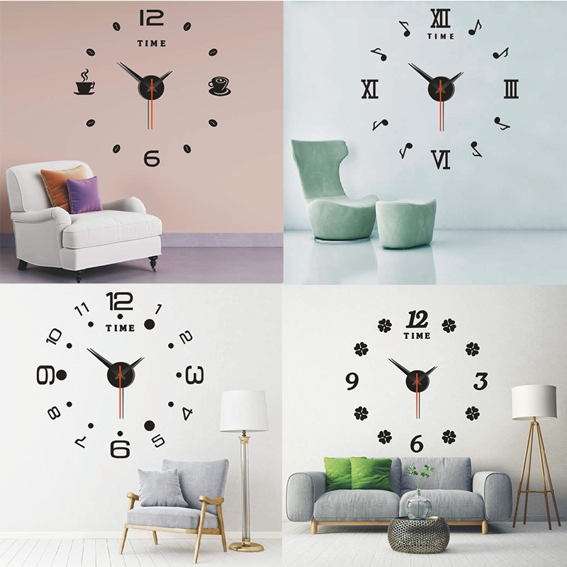 In Wall 3D Acrylic DIY Large Wall Clock Sticker Metal | Shopee Philippines