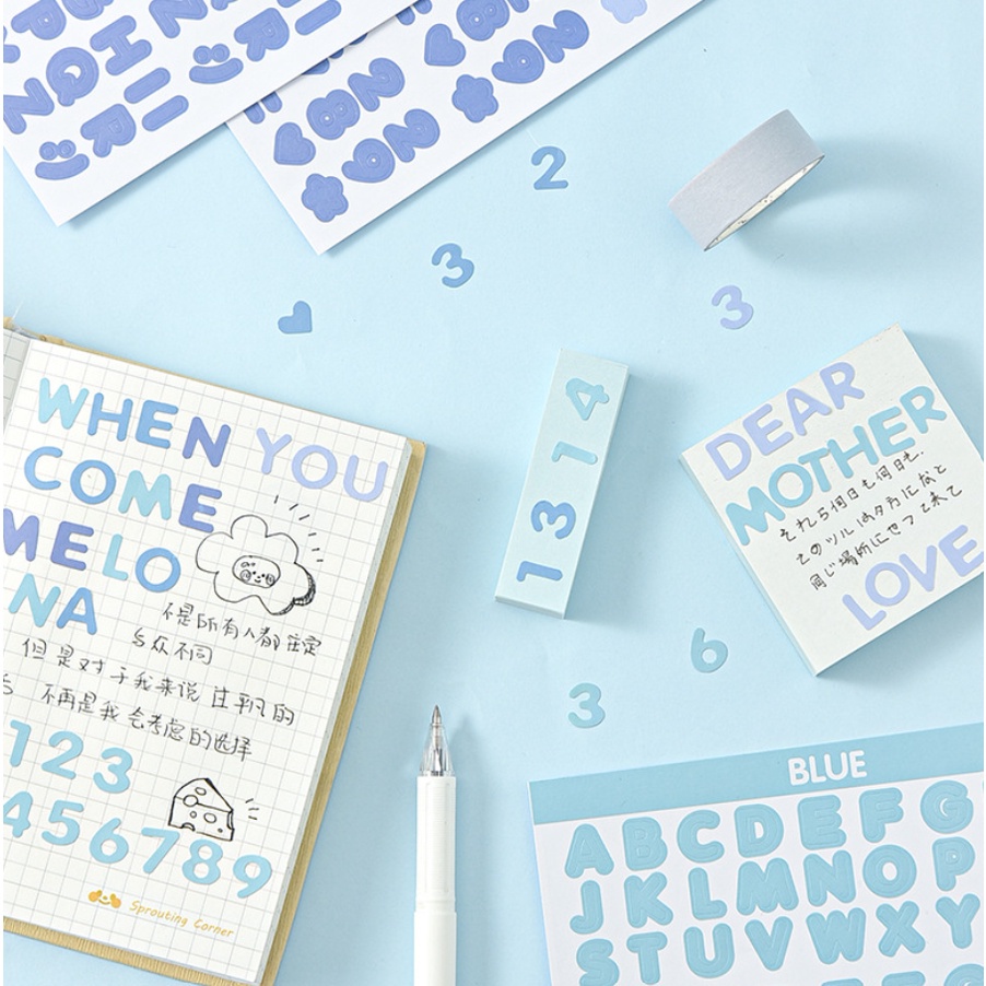 Stickers Alphabets And Numbers Aesthetic DIY Decor Diary Book 1set 2 in ...