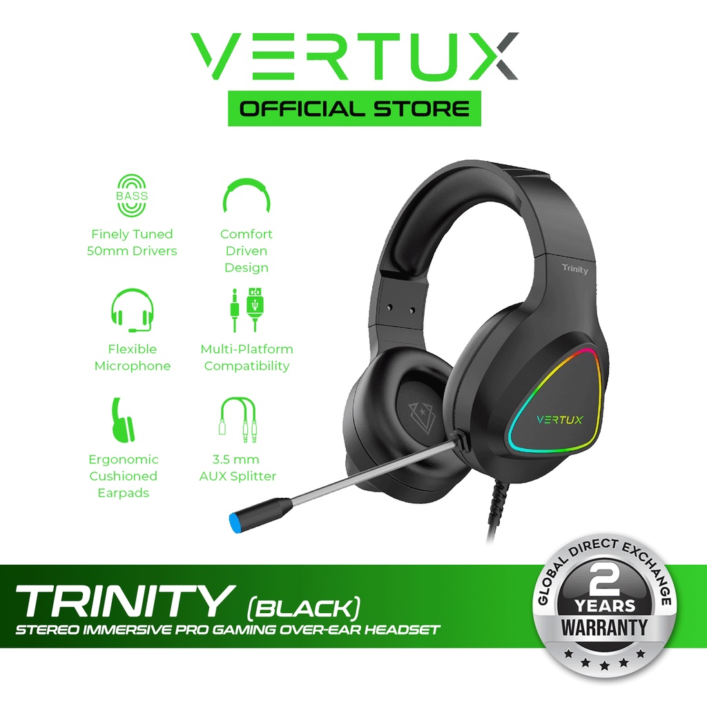 Vertux Trinity Stereo Immersive Pro Gaming Over-Ear Headset | Shopee ...