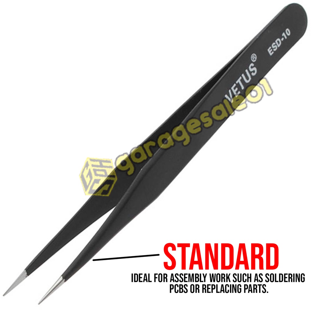 ORIGINAL VETUS ESD-10 Safe Stainless Steel Anti Static STANDARD Tweezer Black | Shopee Philippines