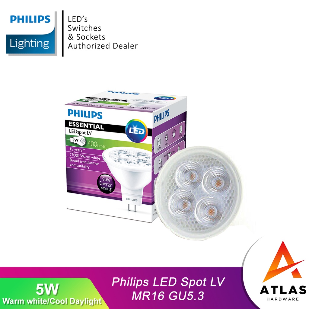 Philips LED Spot LV MR16 GU5.3 5W | Shopee Philippines