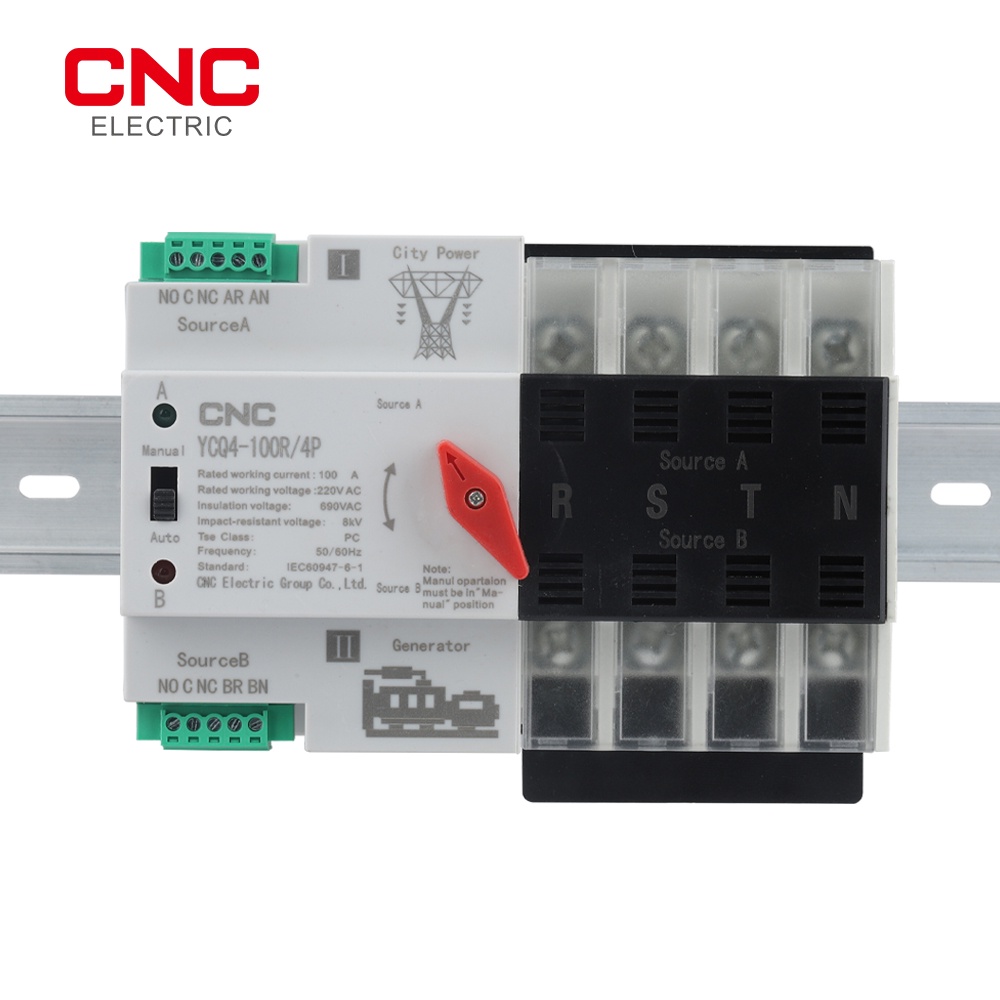 CNC YCQ4-100R/4P 50/60Hz Dual Power Automatic Transfer Switch 63A 100A Household Power Transfer ...