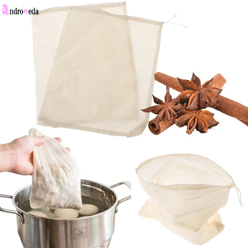 1Pc Reusable Food Grade Cotton Locking Spice Filter Bag Tea Beer Milk ...