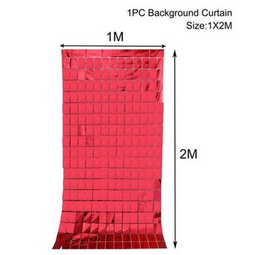RED 1m x 2m (SEQUIN WALL CURTAIN) Foil Metallic Curtain Backdrop ...