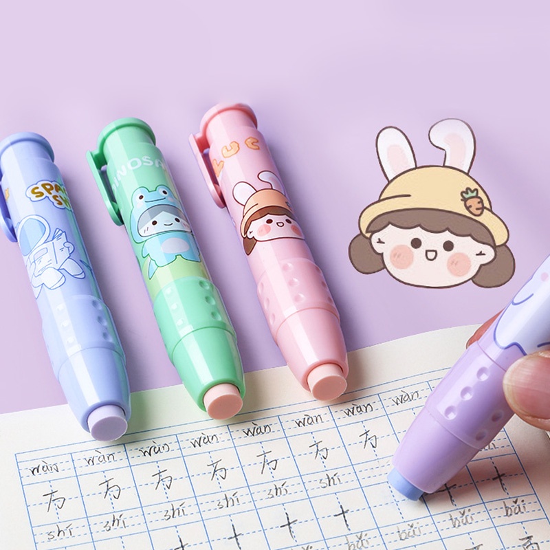 Creative Cute Cartoon Retractable Eraser Student Portable Crumb-Less ...