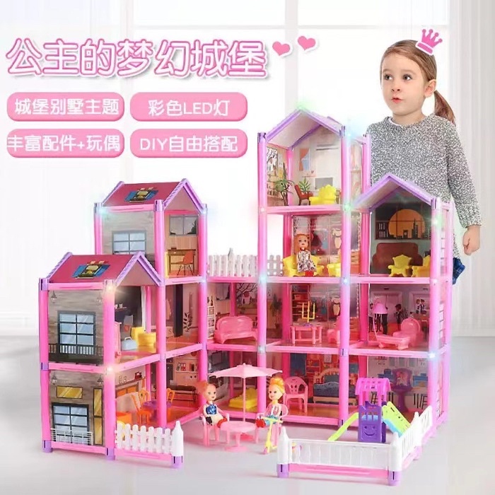 Princess Doll House Showcase Miniature Villa Toys DIY Self Assembled ...