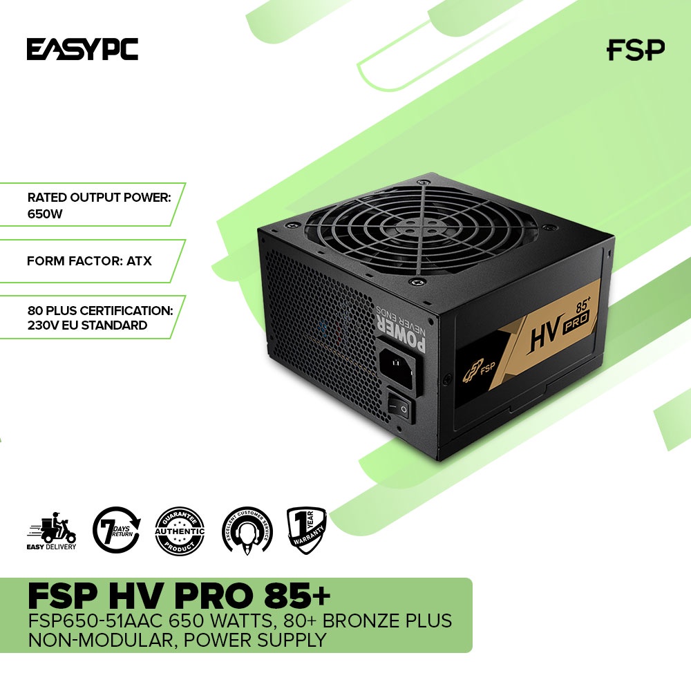 EasyPC | FSP HV PRO 85+ FSP650-51AAC 650 watts 80+ Bronze Non-Modular ...