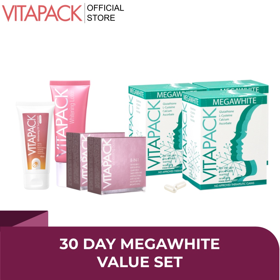 Vitapack 30 Day Megawhite Whitening Gluta Supplement Lotion Soaps ...