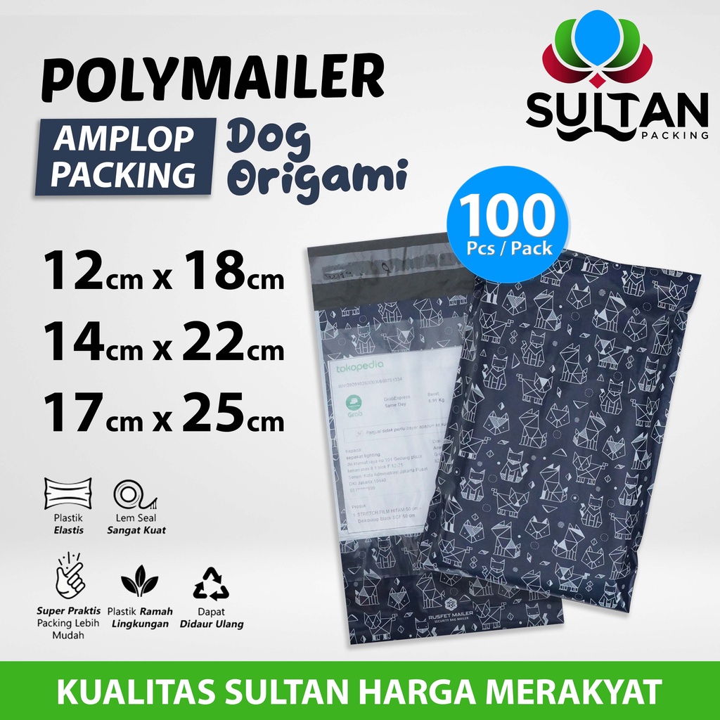 Best Selling!! Polimailer Plastic Envelope Packing Motif Dog Origami ...