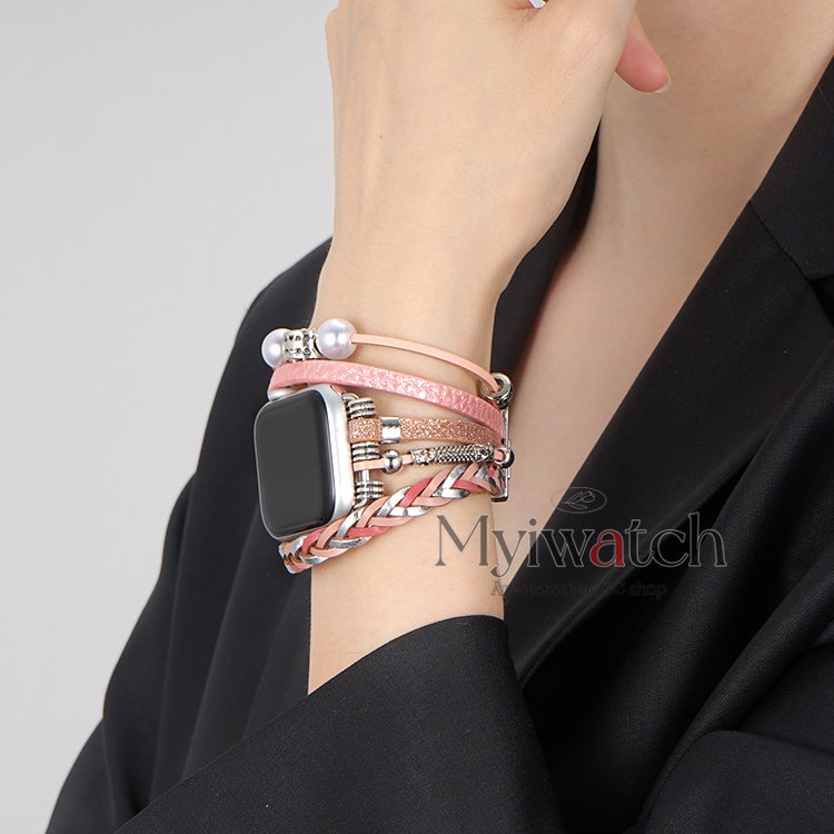 Creative DIY Woven Leather Strap For iwatch series Ultra 10 9 8 7 6 5 ...