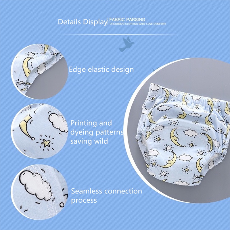 6 Layer Waterproof Reusable Cotton Baby Training Pants Infant Shorts ...