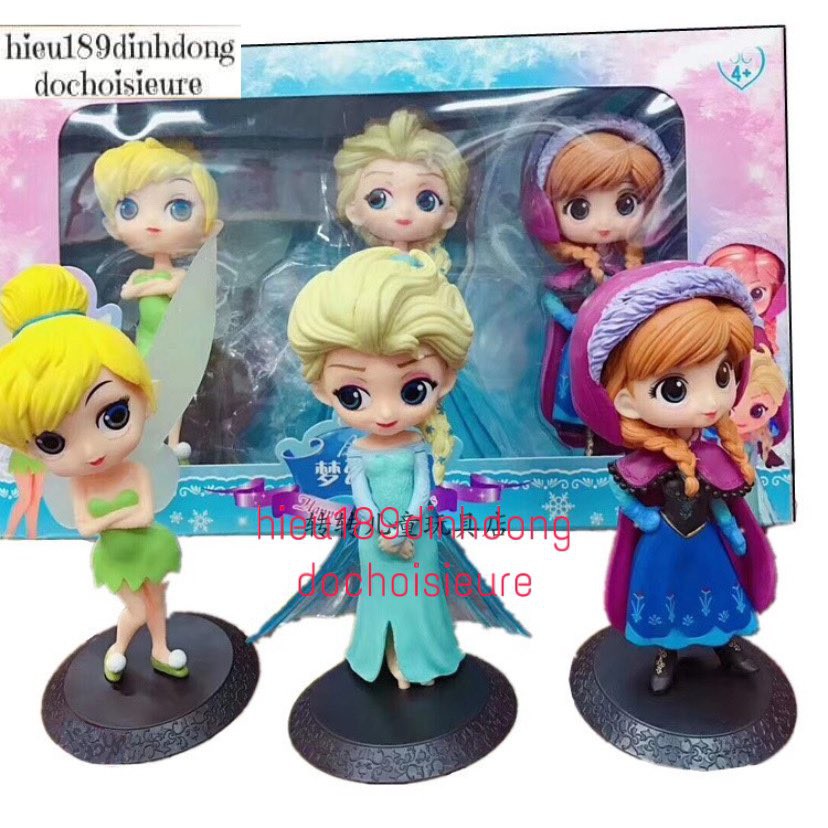 Set of 3 Disney princess static models with Elsa Anna tinker bell base ...