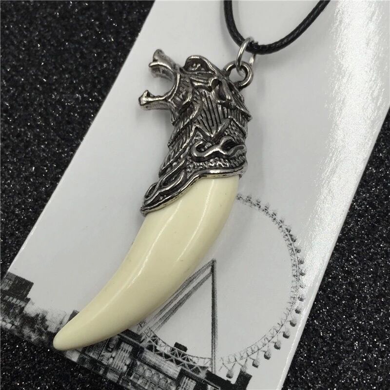 Ethnic Style Wolf Teeth Pendant Necklace Vintage Imitation Tooth Amulet ...