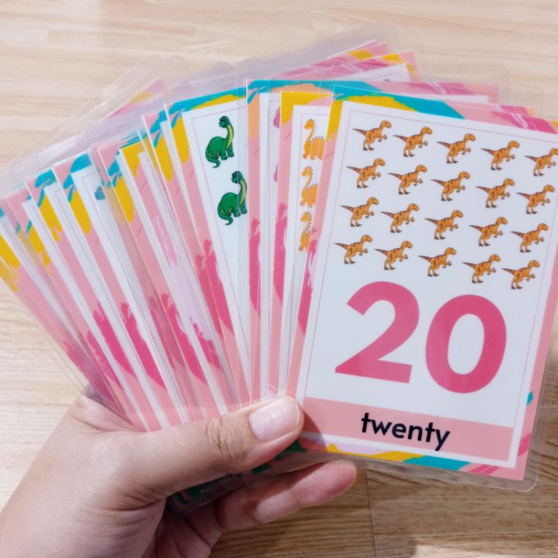 number and animal counting laminated educational flashcards watercolor ...