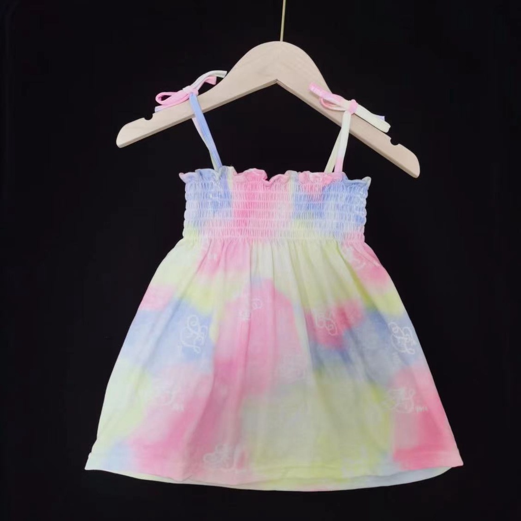 Colorful Baby Girl Dress flower Dress strap dress cotton skirt | Shopee ...