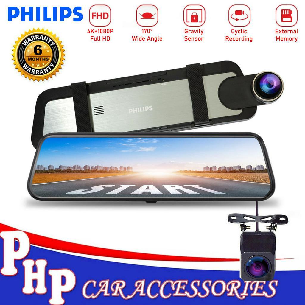 PHILIPS F2 9.35 inch 4K+1080P Stream Media WiFi Car DVR Dual Lens Full ...