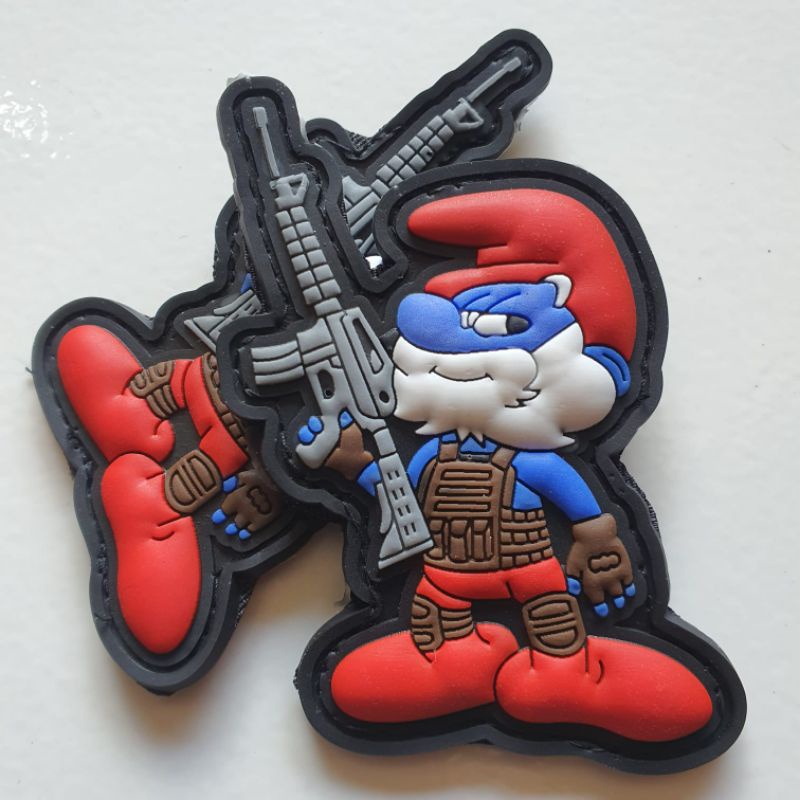 Pvc rubber patch 3D logo the smurfs army sniper Embossed - rubber patch ...