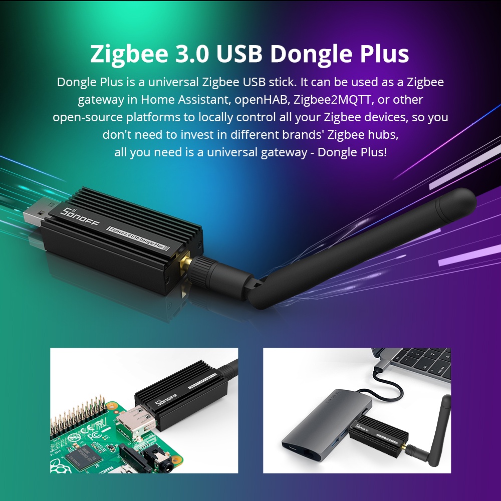 SONOFF ZB Dongle-E Zigbee 3.0 USB Dongle Plus Wireless Zigbee Gateway Analyzer Zigbee2MQTT USB ...