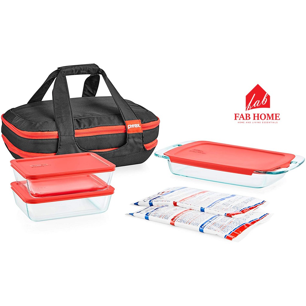 Pyrex Easy Grab 9-Piece Glass Baking Dish Set with Lids and Insulated ...