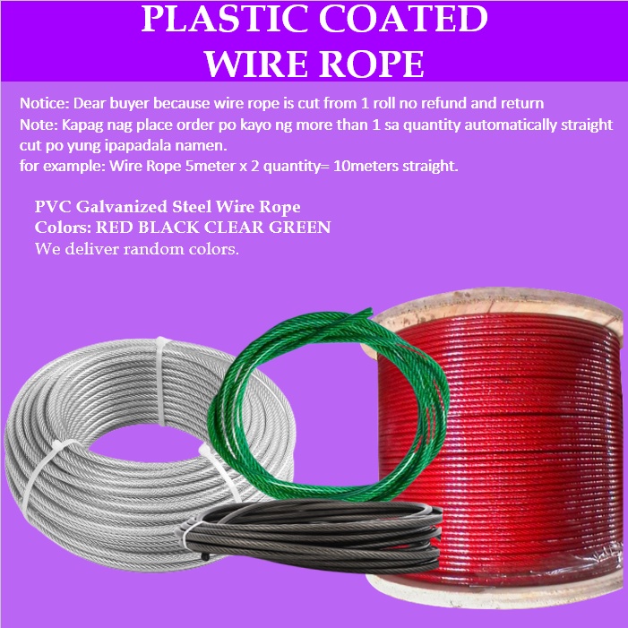 Mago 4mm PVC 30-50 Meters Plastic Coated Wire Rope Galvanized Steel ...