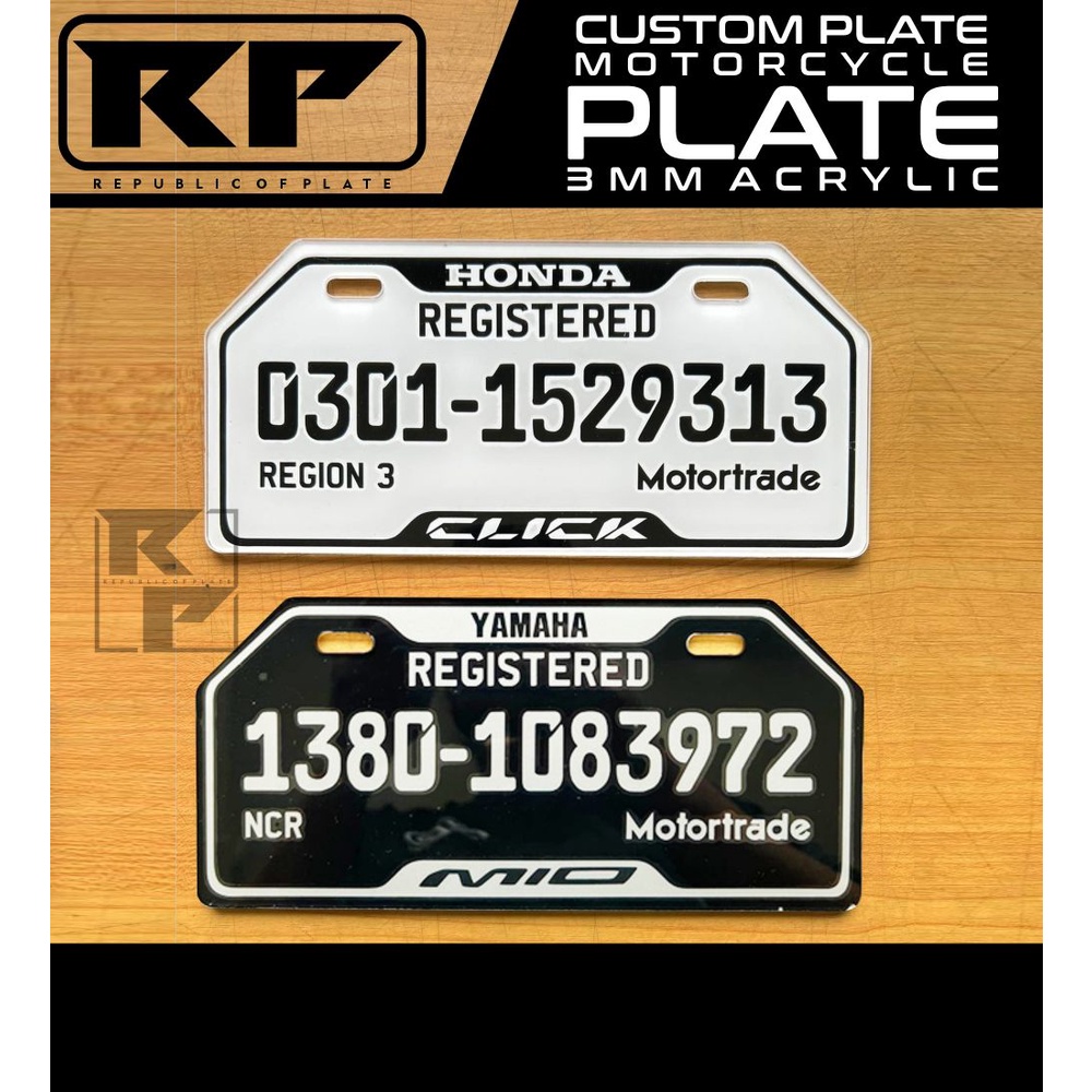 Custom Motorcycle Plate Black and white 3mm Acrylic | Shopee Philippines