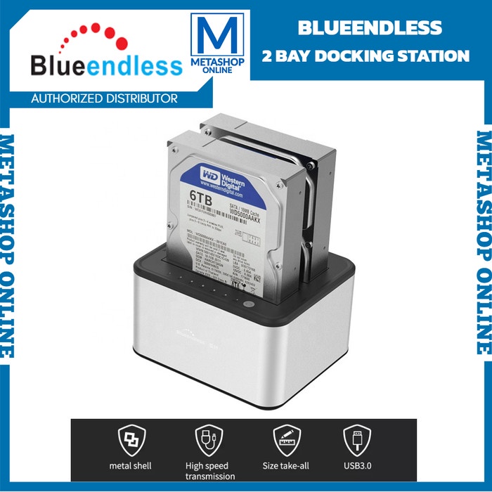 Blueendless 2 Bay Docking Station Dual Aluminum HDD SSD USB 3.0 Sata ...