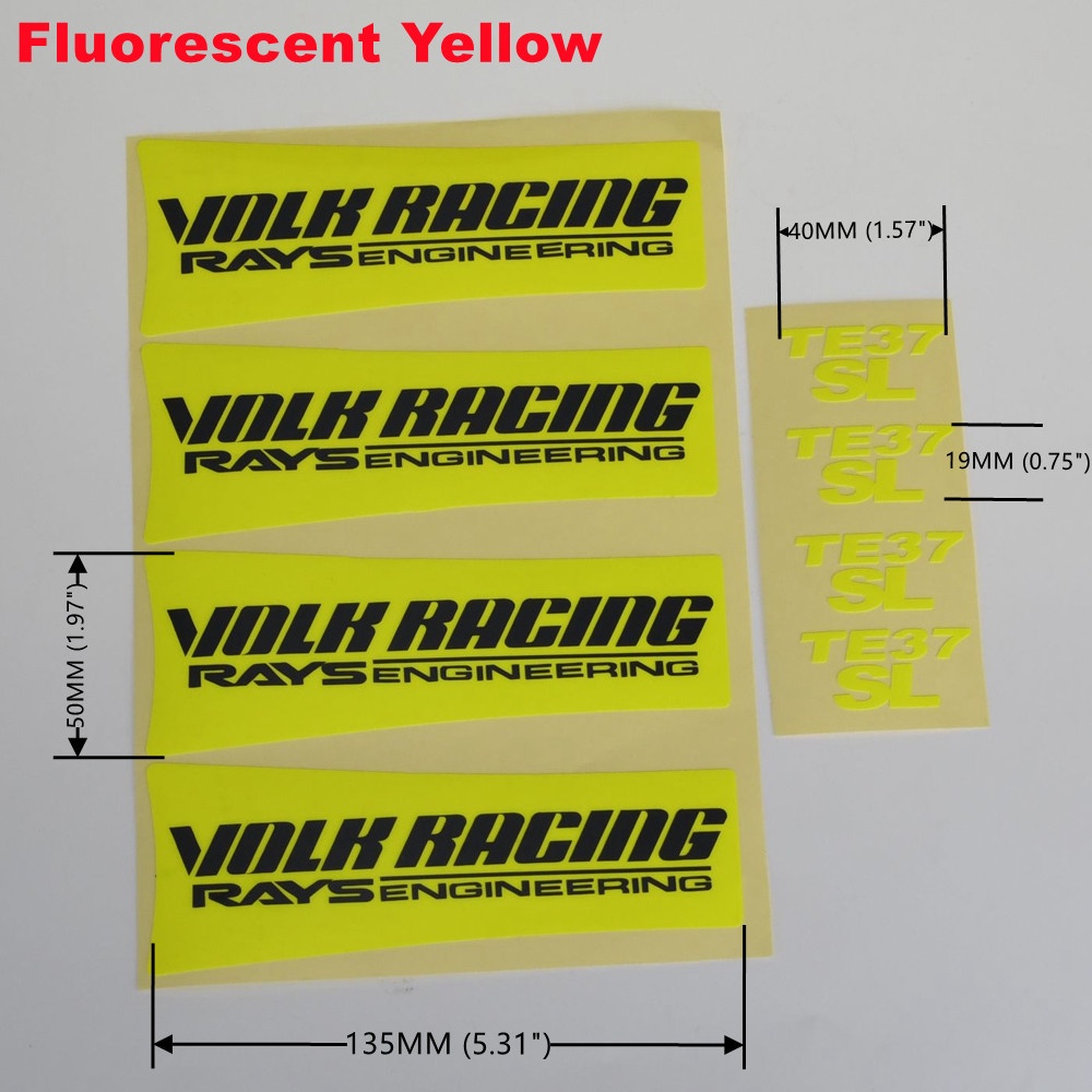 JDM Car Wheel Sticker VOLK RACING RAYS TE37 SL Fluorescent Yellow ...